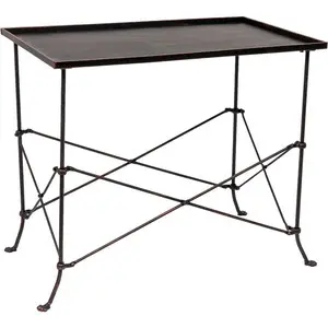 STORIED HOME Rectangular Tall Metal End Table With Claw Feet - Bronze