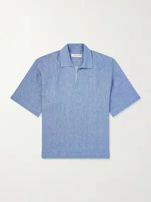 Orlebar Brown Vincent Linen Shirt - Blue