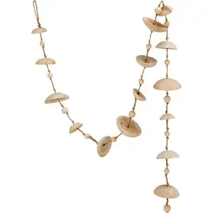 STORIED HOME Paulownia Wood Garland With Jute Cord - Natural