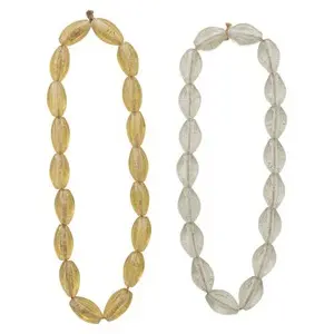 STORIED HOME 2-piece Glass Beads On Jute Cord Decorative Accent - White
