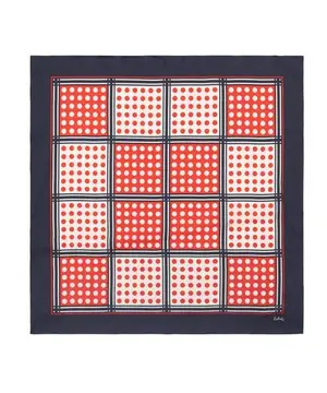 Echo Grid Dots Silk Square - Navy