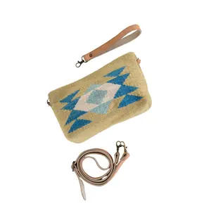 AMASOUK Xochi Convertible Clutch With Abstract Pattern - Blue