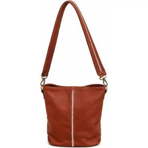 AMASOUK Sabra Leather Shoulder Bag - Saddle