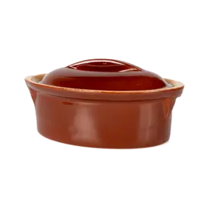 UNE VIE NOMADE Vintage Oval Lidded Baking Dish With Lid - Red