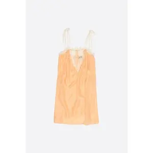 Bimba Y Lola Short Silk Blend Dress With Lace Detail - Orange