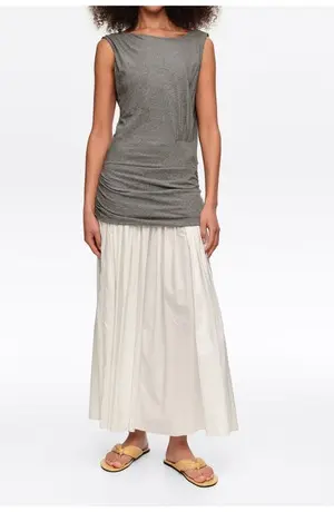Bimba Y Lola Sleeveless Boatneck Dress With Ruched Skirt