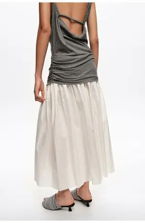 Bimba Y Lola Sleeveless Boatneck Dress With Ruched Skirt