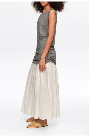 Bimba Y Lola Sleeveless Boatneck Dress With Ruched Skirt