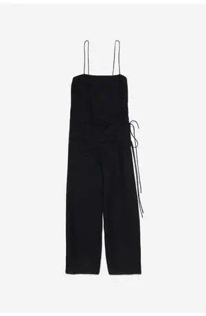 Bimba Y Lola Linen Blend Jumpsuit With Adjustable Waist And Embellishments