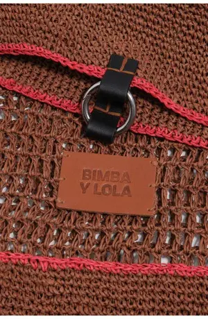 Bimba Y Lola Woven Shoulder Bag With Calfskin Leather Details - Oak