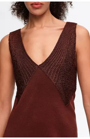 Bimba Y Lola Two-material A-line Knit Midi Dress