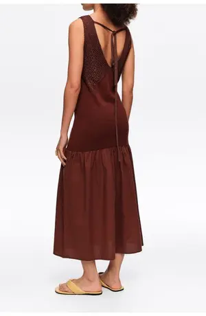 Bimba Y Lola Two-material A-line Knit Midi Dress