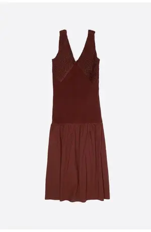 Bimba Y Lola Two-material A-line Knit Midi Dress