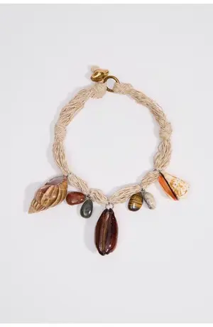 Bimba Y Lola Seashell And Stone Necklace With Aged Gold Finish - Ivory