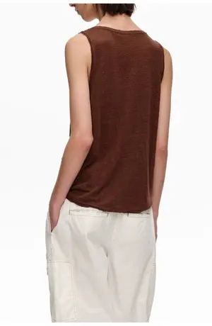 Bimba Y Lola Washed Linen Vest Top - Brown
