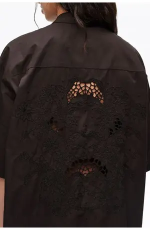 Bimba Y Lola Cotton Embroidered Midi Shirt Dress