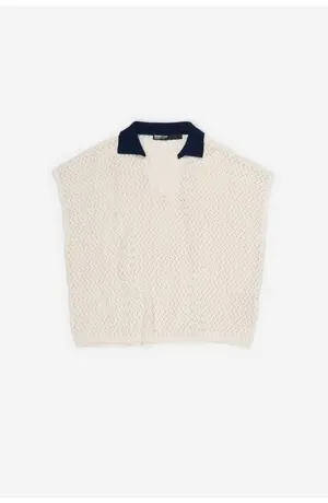 Bimba Y Lola Openwork Cotton Polo Sweater