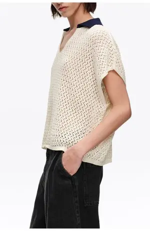 Bimba Y Lola Openwork Cotton Polo Sweater