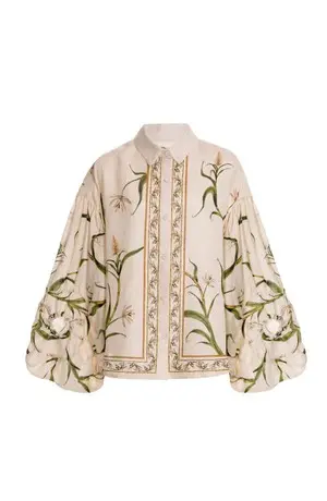 Agua Bendita Linen Button-down Shirt With Floral Print - Multicolor
