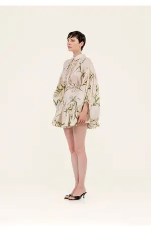 Agua Bendita Linen Button-down Shirt With Floral Print - Multicolor