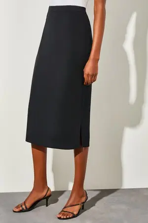 Ming Wang Straight Knit Midi Skirt