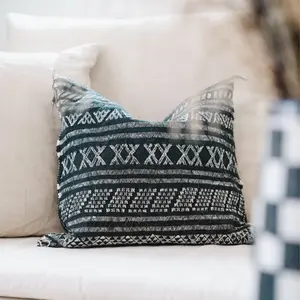 APARTMENT F Desert Stripe Embroidered Cactus Silk Pillow