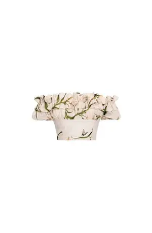 Agua Bendita Pimienta Azucar Off-the-shoulder Balloon Sleeve Cropped Top