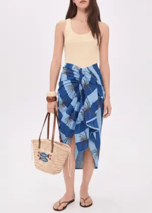 GUADALUPE DESIGN Luciana Palm Pareo Skirt - Blue