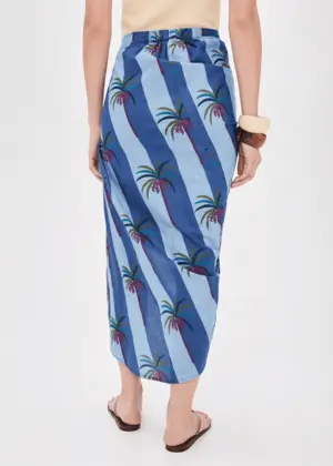 GUADALUPE DESIGN Luciana Palm Pareo Skirt - Blue