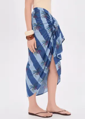 GUADALUPE DESIGN Luciana Palm Pareo Skirt - Blue