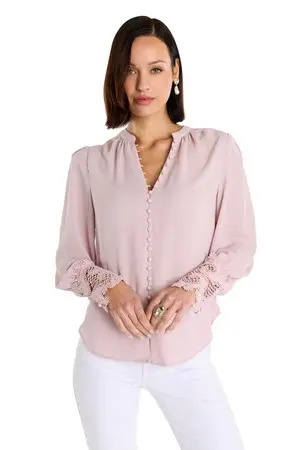 THE NOLI SHOP Blake Lace Sleeve Blouse - Blush