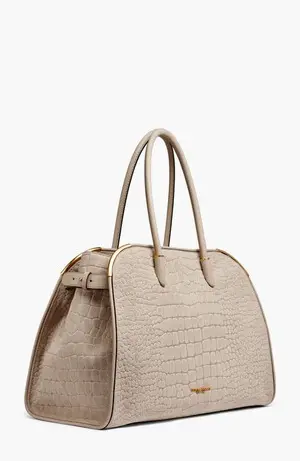 Donna Karan New York Satin Croc-effect Suede Tote