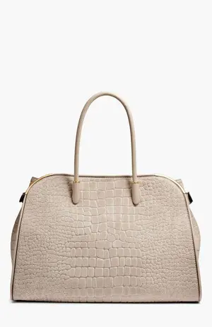 Donna Karan New York Satin Croc-effect Suede Tote