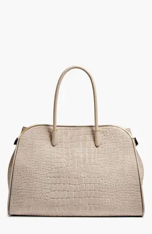 Donna Karan New York Satin Croc-effect Suede Tote
