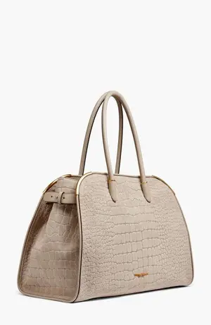 Donna Karan New York Satin Croc-effect Suede Tote