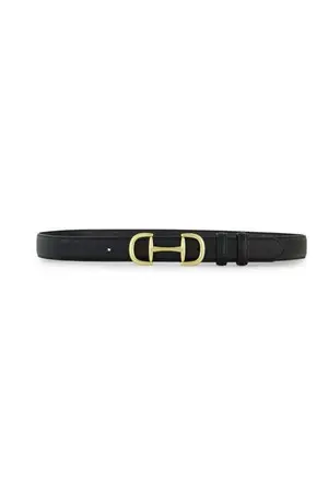THE NOLI SHOP Bettie Slim Vegan Leather Belt With Horsebit Buckle - Black