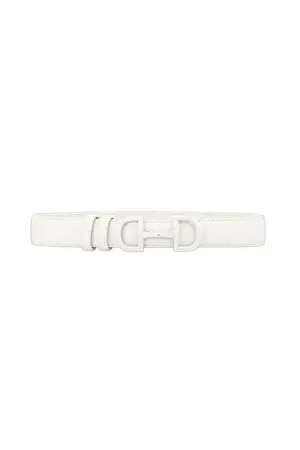 THE NOLI SHOP Bettie Skinny Belt With Gold Tone Horsebit Buckle - Blanc