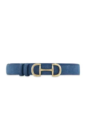 THE NOLI SHOP The Noli Shop Bettie Skinny Belt With Gold Tone Horsebit Buckle Denim