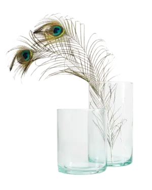 UNE VIE NOMADE Kade Recycled Glass Hurricanes - Clear - Large