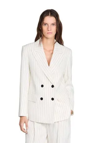 Sandro Striped Double-breasted Tailored Jacket