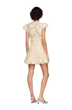 Sandro Short Floral Guipure Lace Dress - Ecru