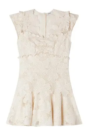 Sandro Short Floral Guipure Lace Dress - Ecru