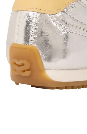 Sandro Light Wave Metallic Leather Trainers - Silver