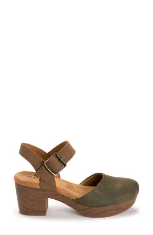 MUK LUKS Merritt Quarter Strap Platform Pump - Olive/tan