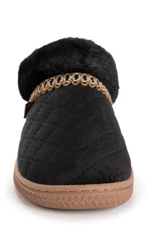 MUK LUKS Charlee Faux Fur Clog Slippers - Black