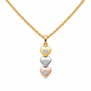 DONATELLO GIAN Sterling Silver Tri-color Heart Necklace - Gold