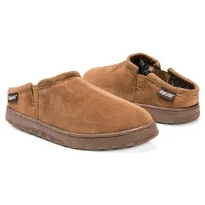 MUK LUKS Matt Suede Printed Berber Suede Clogs - Tan