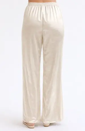 CRESCENT Satin Pull-on Straight Leg Pants - Champagne