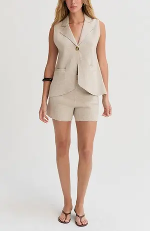 CRESCENT Jacquard Knit Vest And Shorts Set