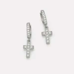 DONATELLO GIAN Crystal Cross Hoop Earrings - Gold